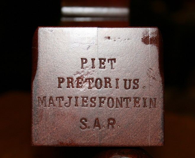Andthe toe bears the name of the original owner, Piet Pretorius, and ...
